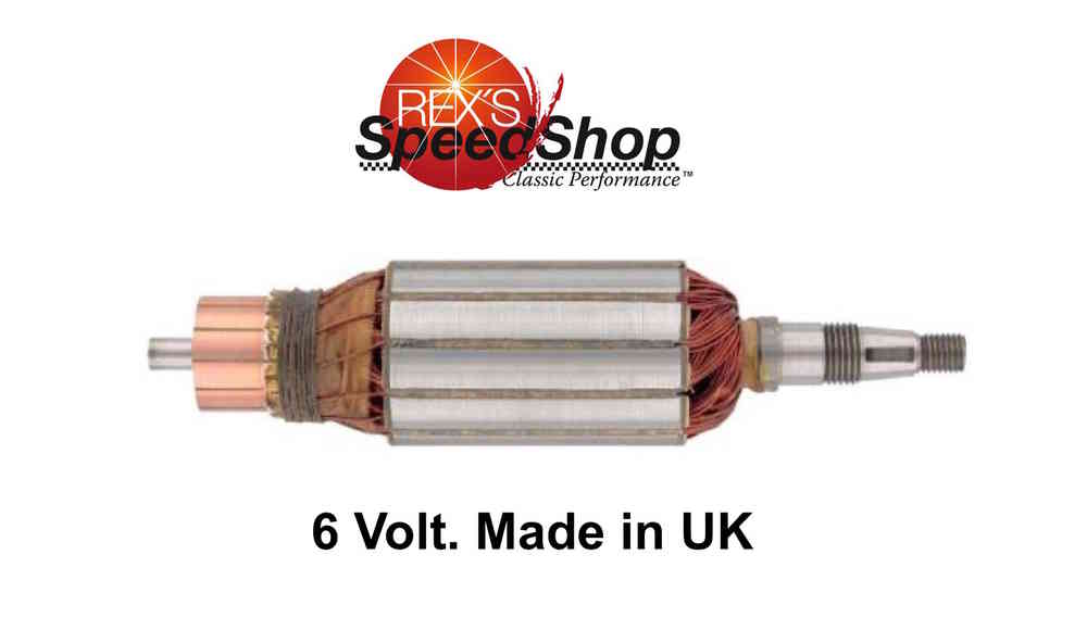 6V E3L Dynamo Armature - Tapered & Threaded Shaft - Rex's Speed Shop