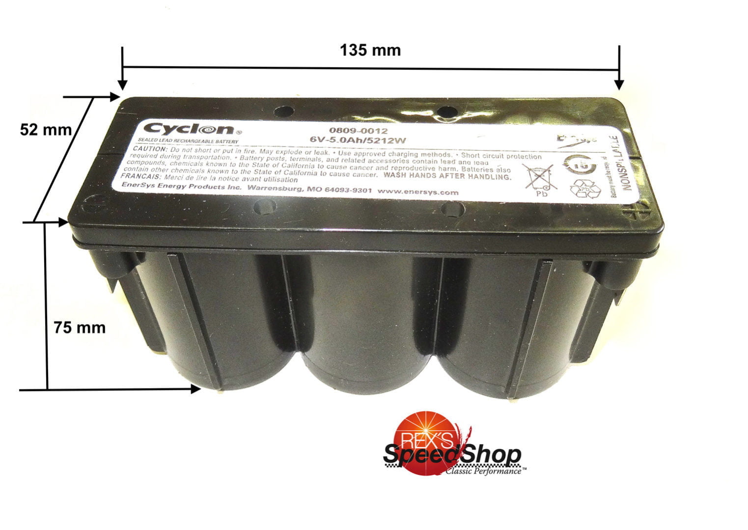 Cyclon 6 Volt 5 Amp Sealed Battery - Rex's Speed Shop